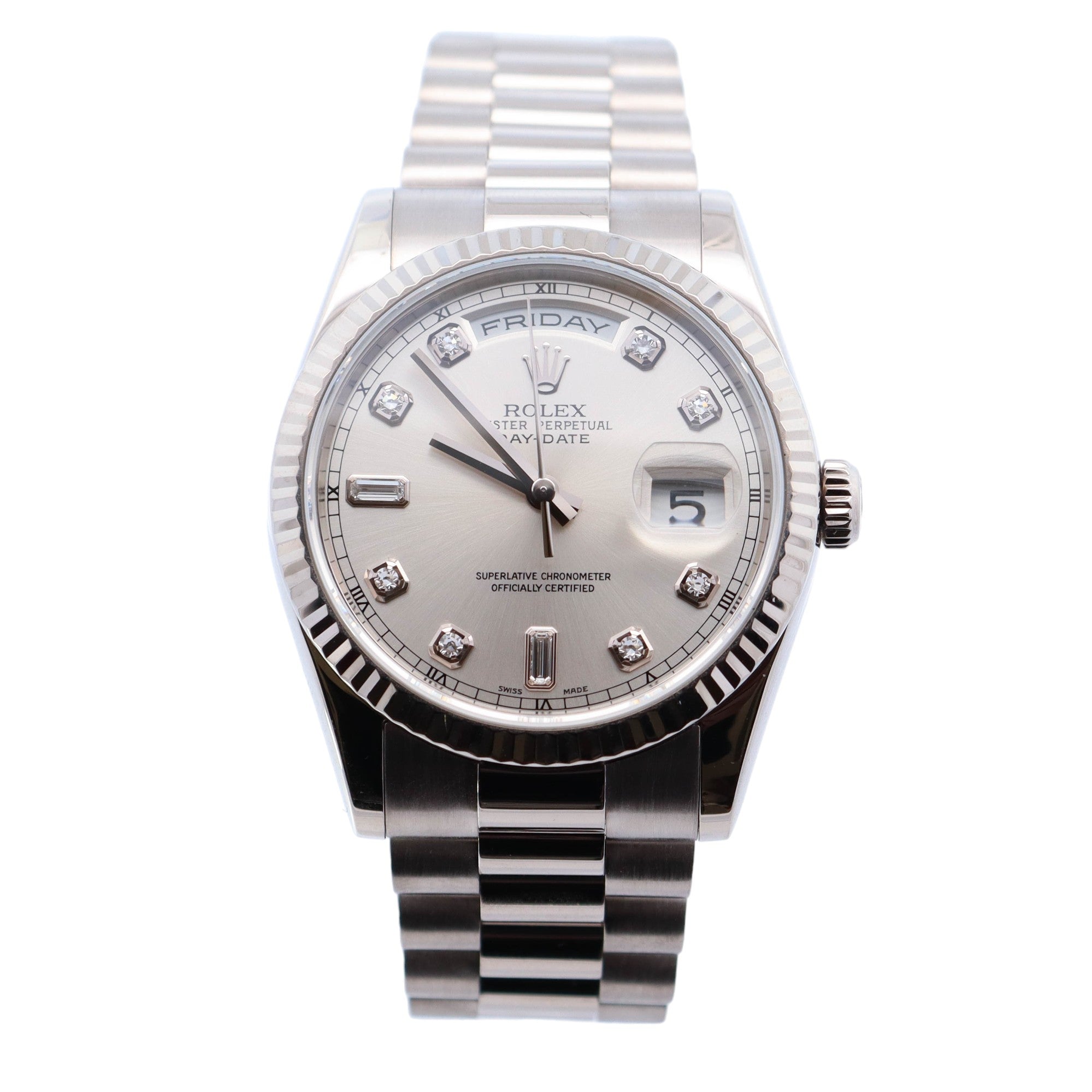 Rolex Day-Date 36mm Silver Dial Watch Ref# 118239 – Happy Jewelers