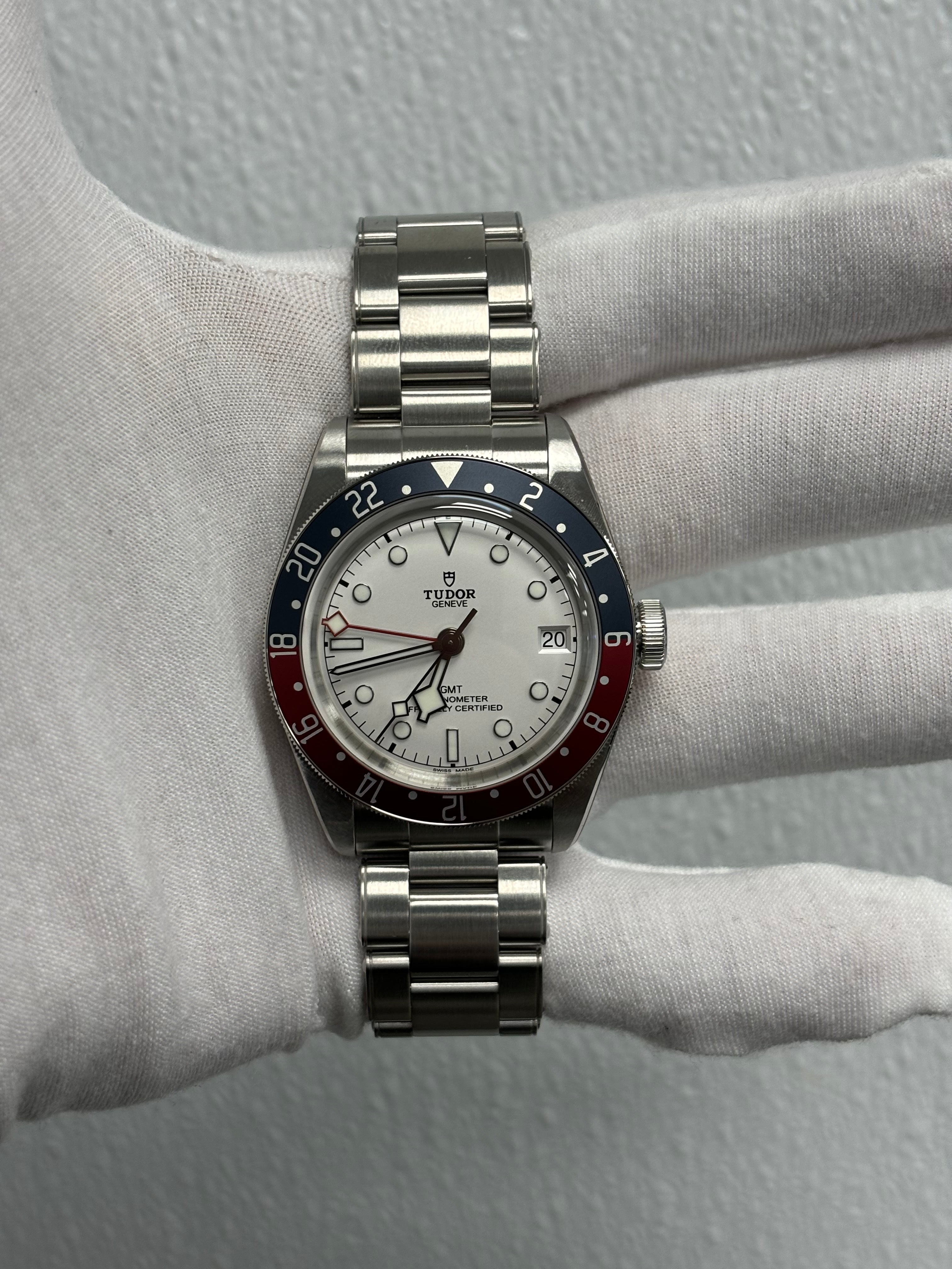 Tudor Black Bay GMT Stainless Steel 41mm White Dot Dial Watch Referenc ...