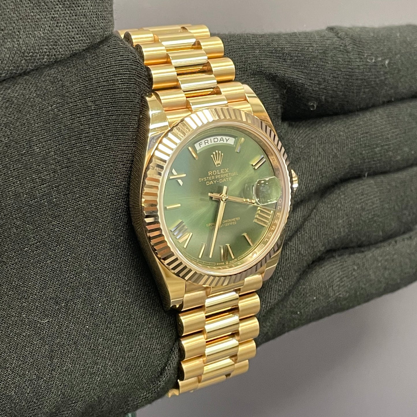 Rolex Day-Date 40mm Olive Dial Watch Ref# 228235 – Happy Jewelers