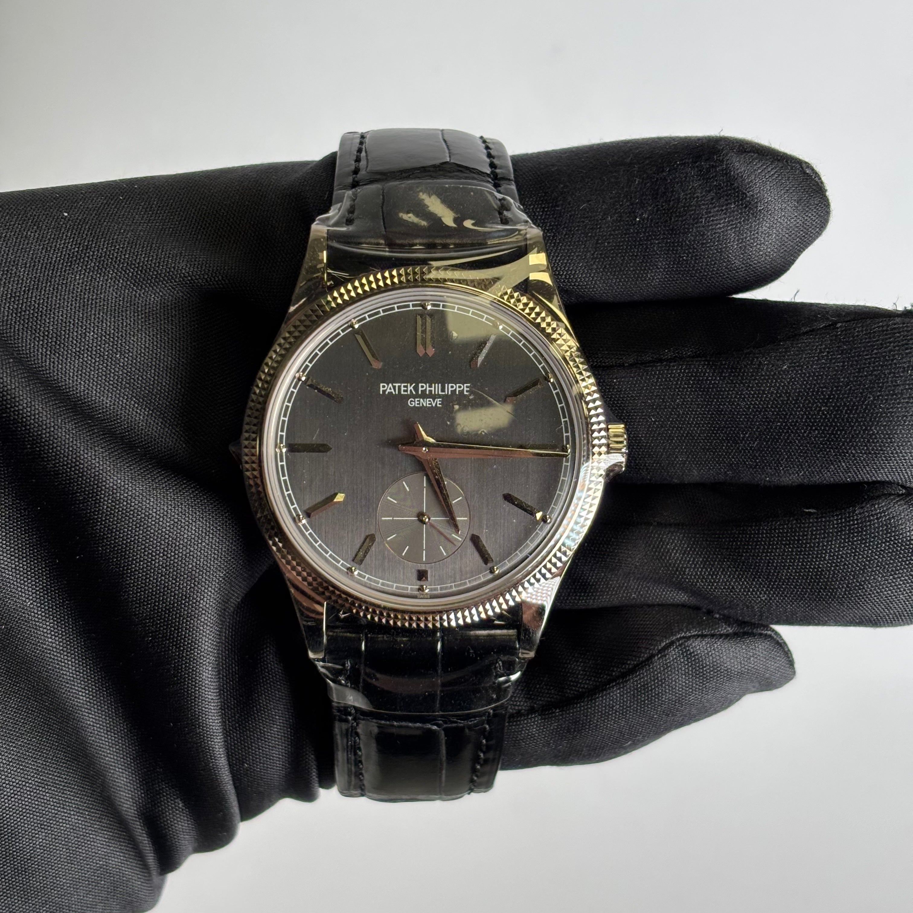 Patek Philippe Calatrava 39mm Grey Dial Watch Ref# 6119G-001 – Happy ...