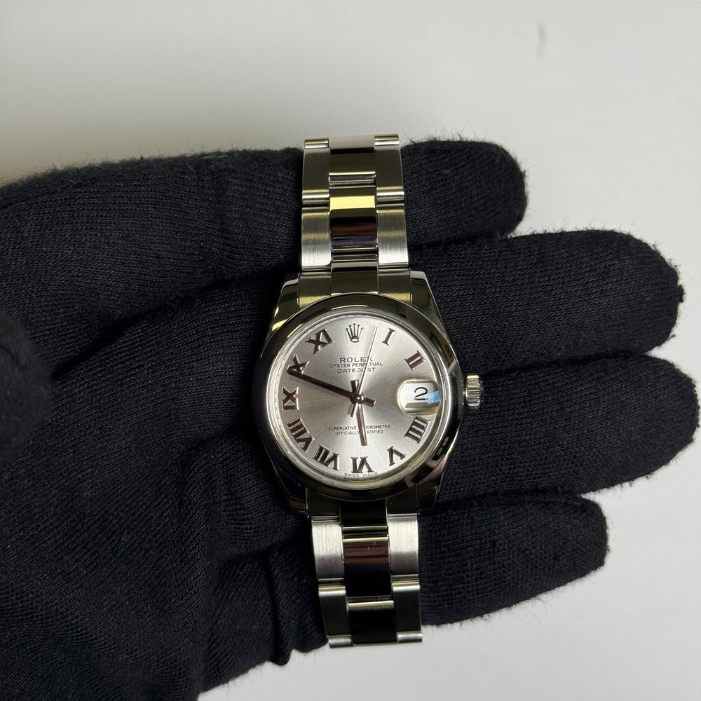 Rolex Datejust Stainless Steel 31mm Silver Roman Dial Watch Reference ...