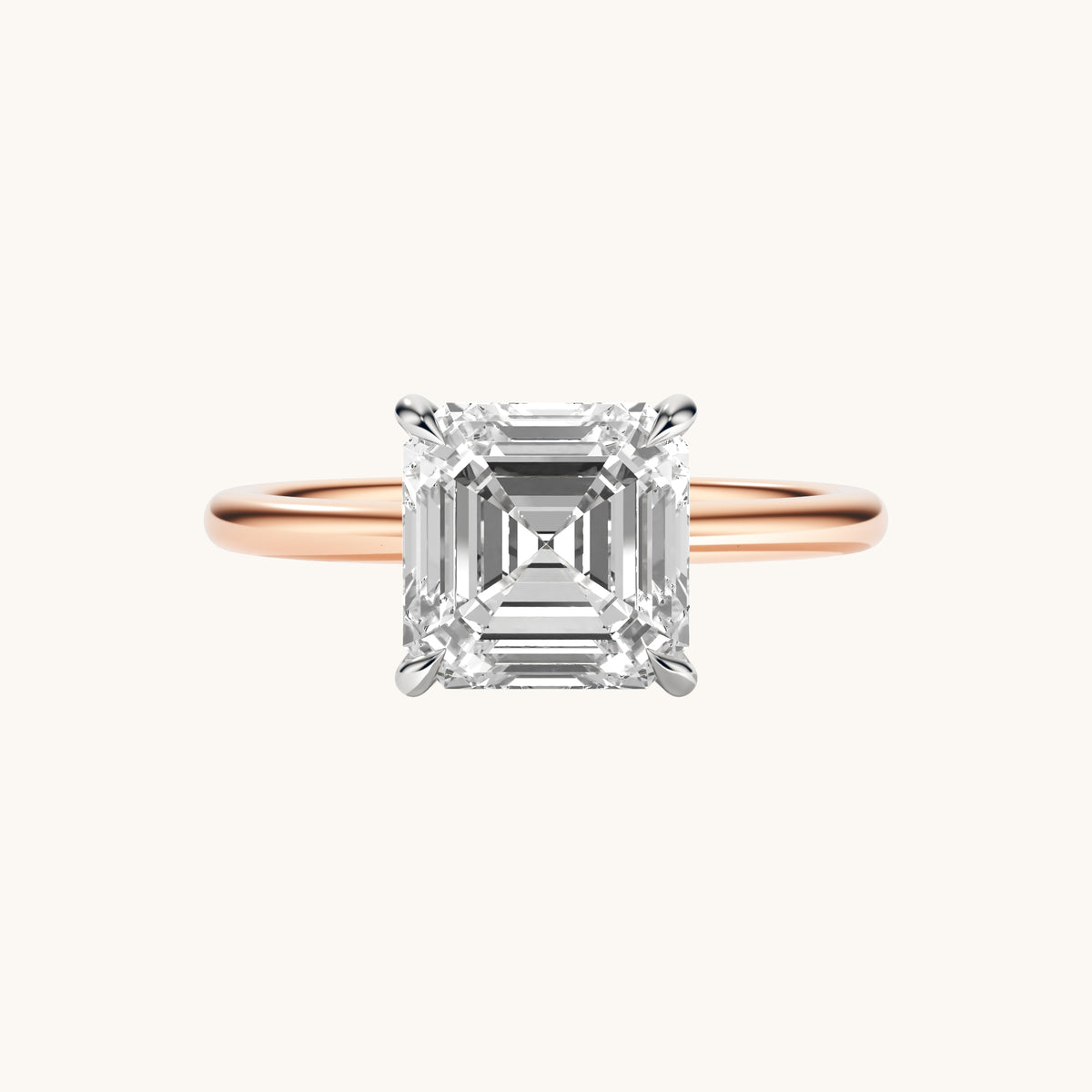 Asscher Lab Diamond Solitaire Engagement Ring with Hidden Halo – Happy ...