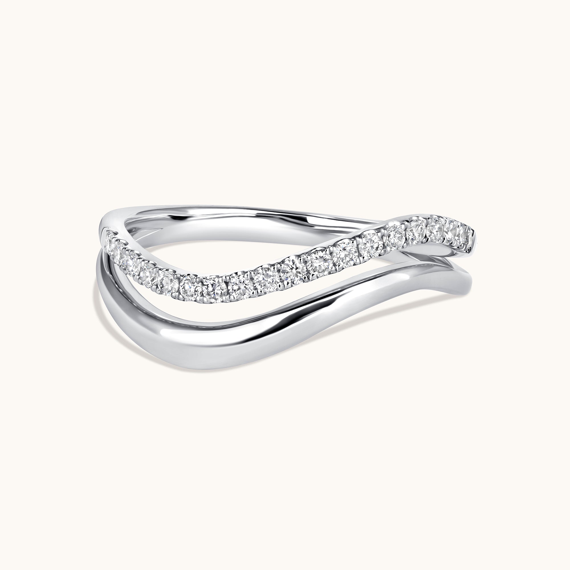 Double Motion Solid and Pave Halfway Band – Happy Jewelers