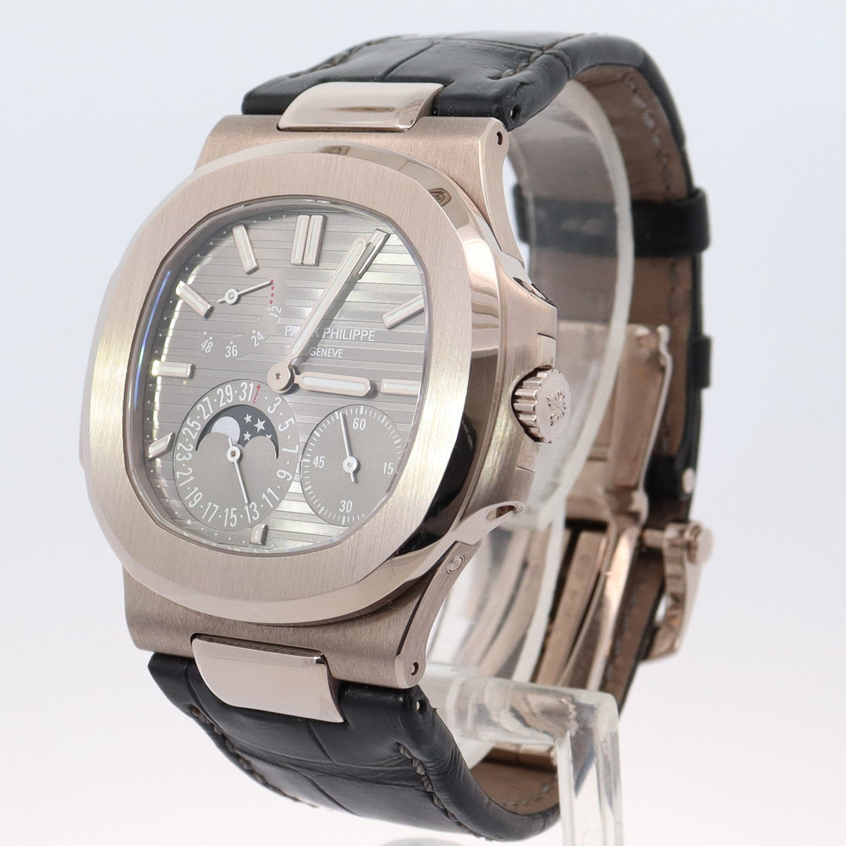 Patek Philippe Moon Phases White Gold 40mm Gray Chronograph Dial Watch ...