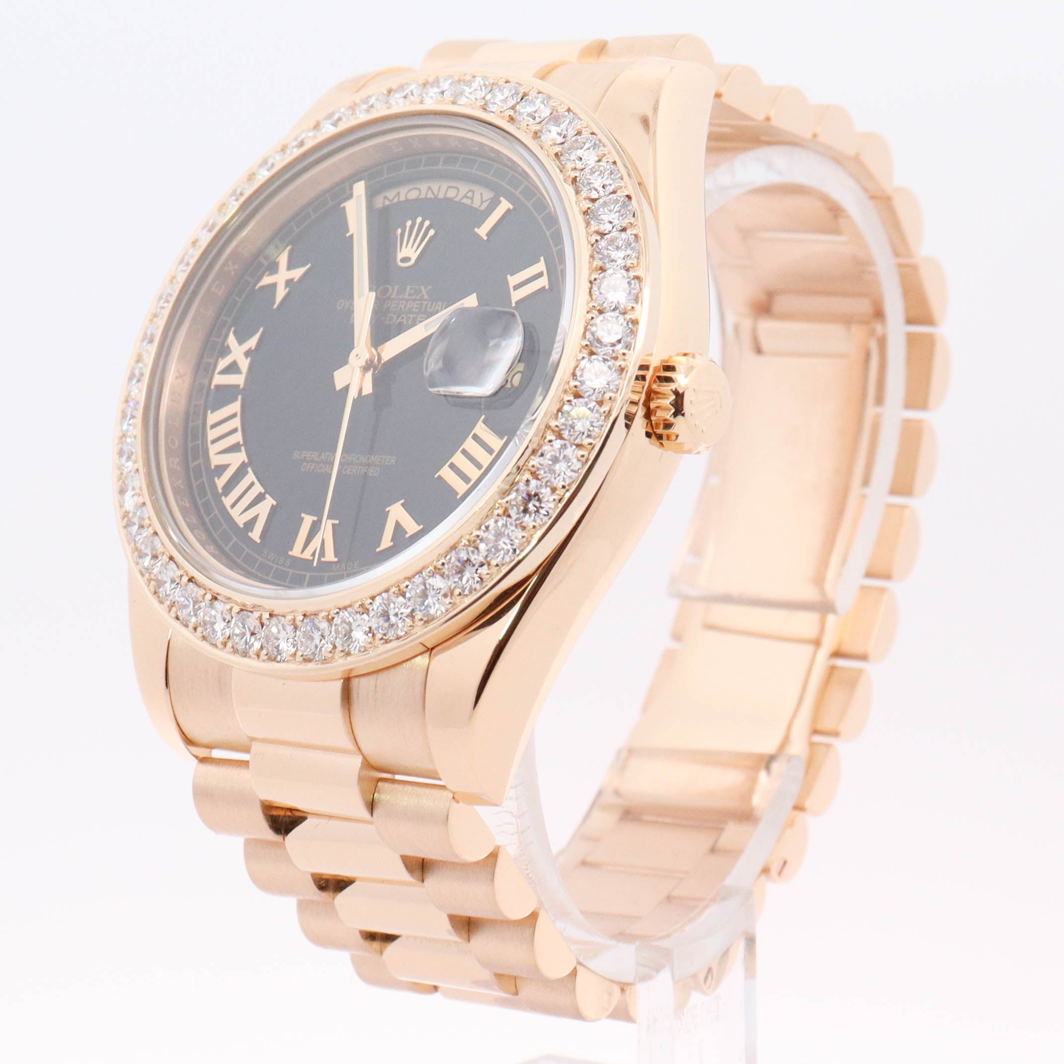 Rolex Day Date Yellow Gold 40mm Black Roman Dial Watch Reference ...