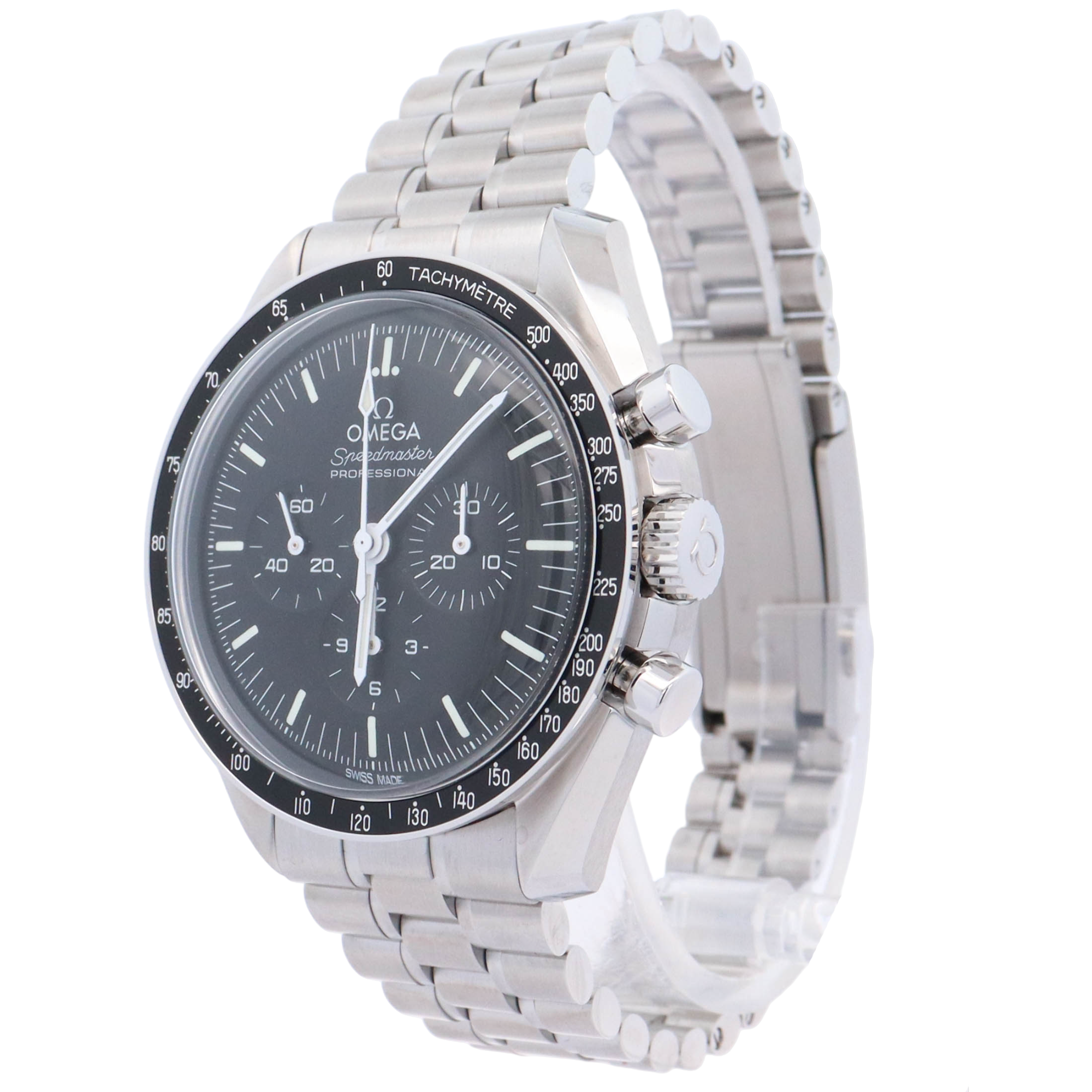 Omega Speedmaster 42mm Stainless Steel Black Chronograph Dial Watch Re ...