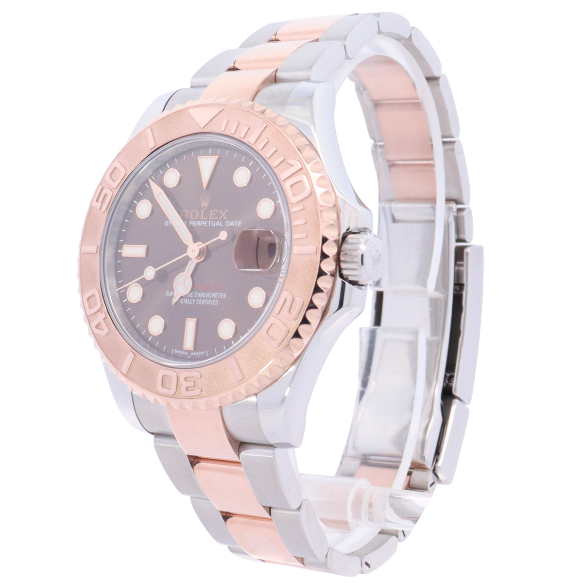 Rolex Yachtmaster 37mm Rose Gold & Stainless Steel Chocolate Dot Dial ...