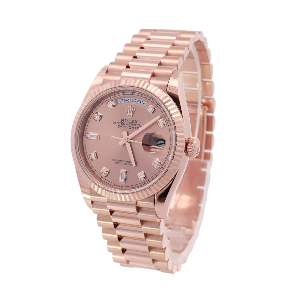 Rolex Day-Date Rose Gold 36mm Rose Diamond Dial Watch Reference# 12823 ...