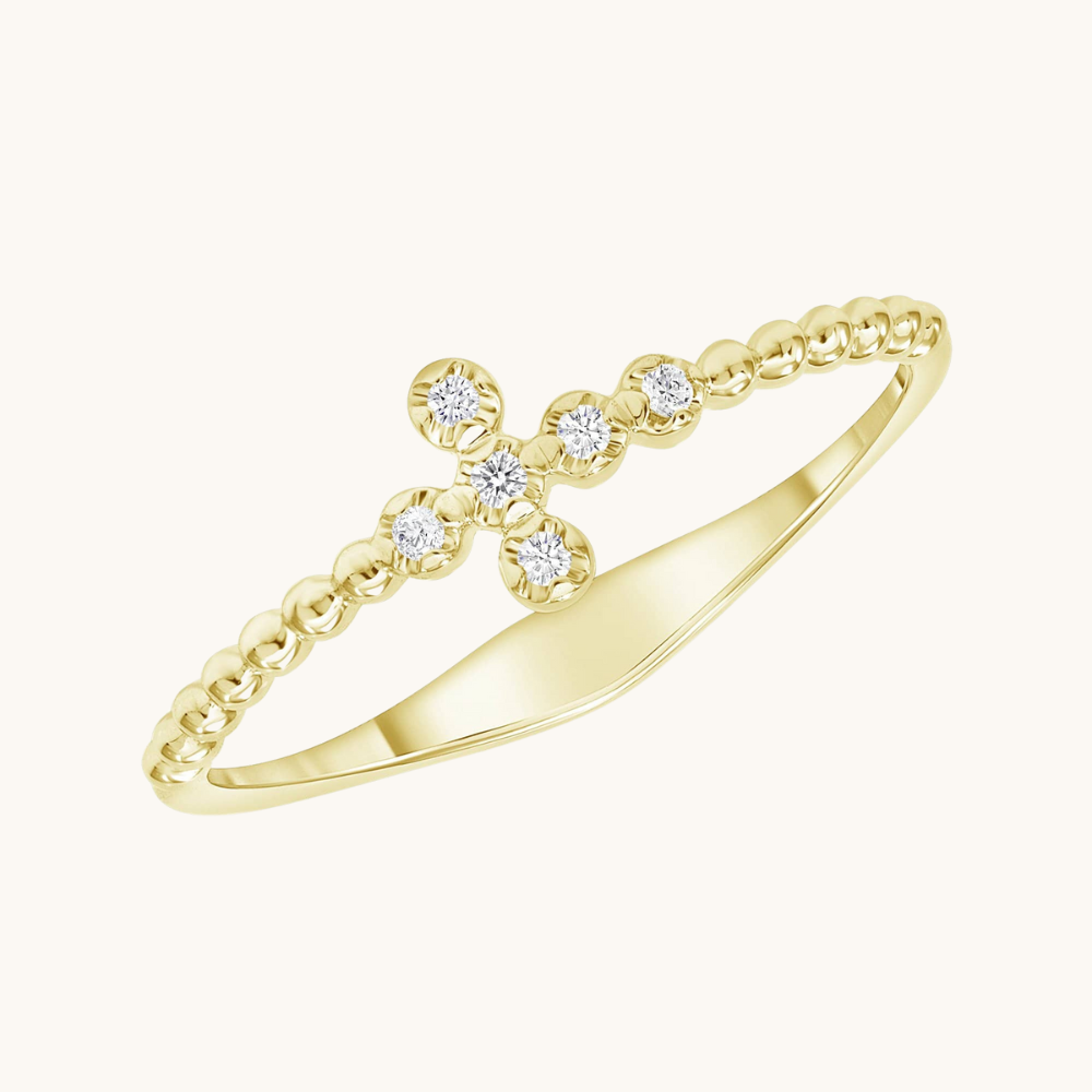 Mini Diamond Bubble Cross Ring – Happy Jewelers