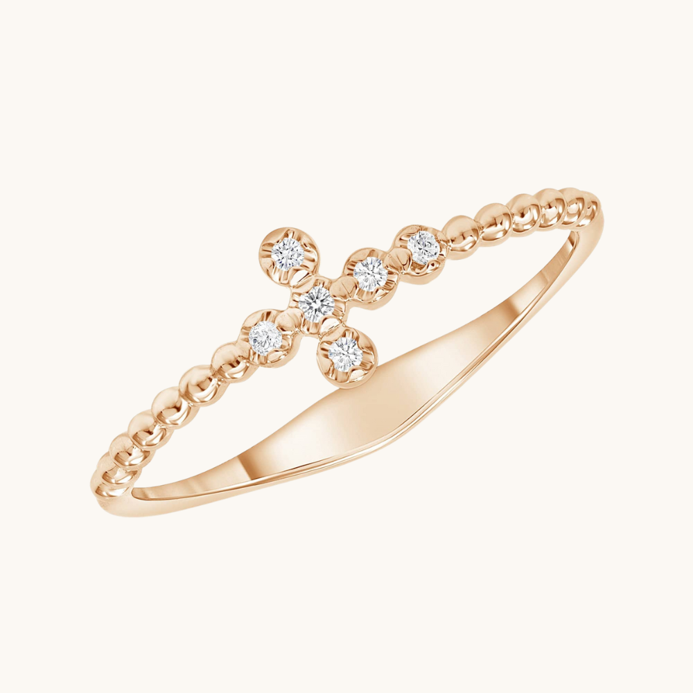 Mini Diamond Bubble Cross Ring – Happy Jewelers