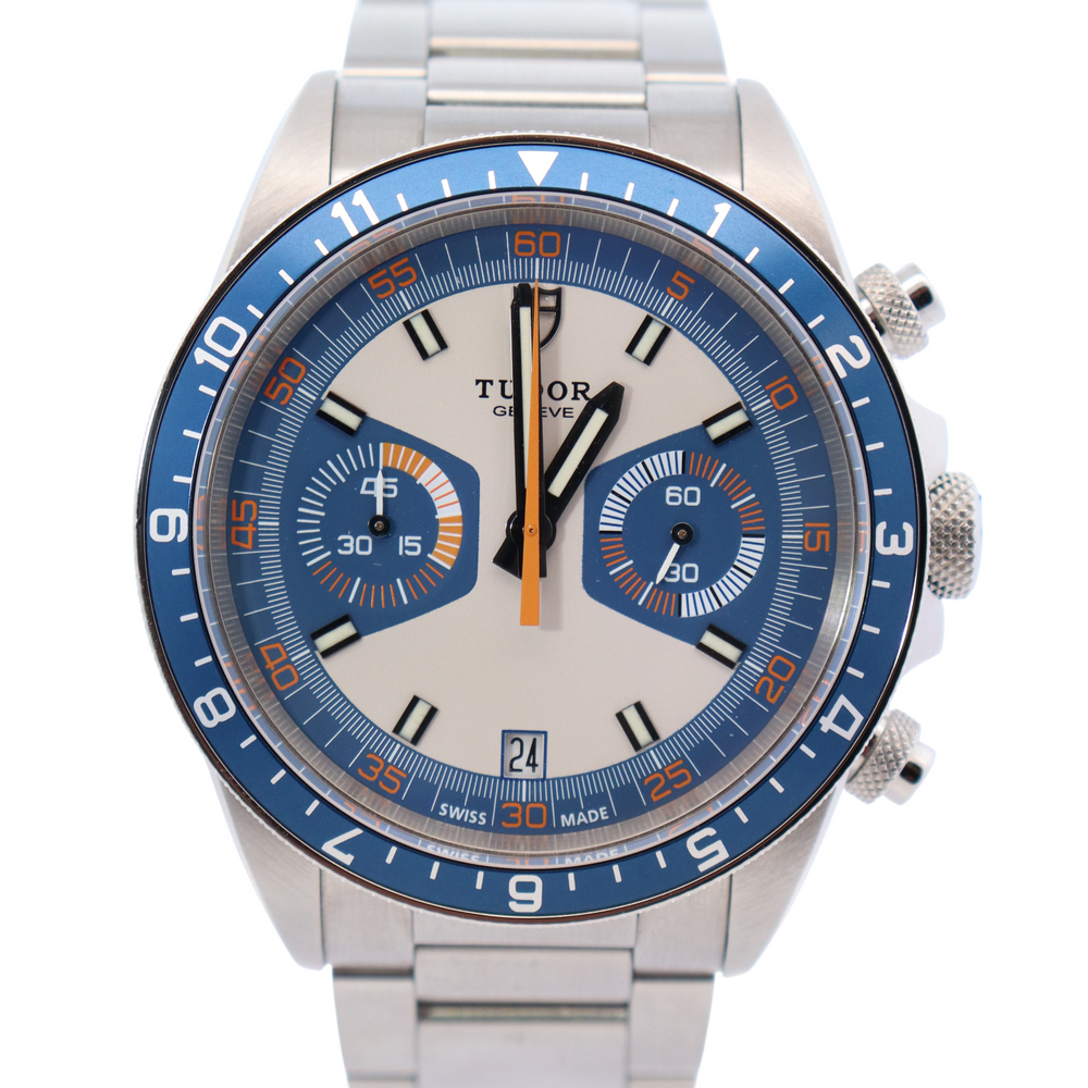 Tudor Heritage Chronograph 42mm White and Blue Dial Watch Ref# 70330B ...