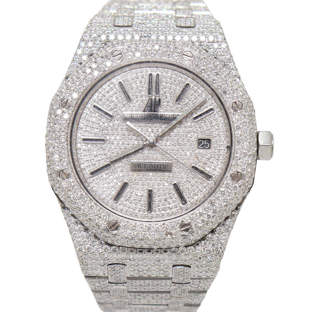 Audemars Piguet Royal Oak 41mm ICED OUT Stainless Steel Pave Diamond D ...